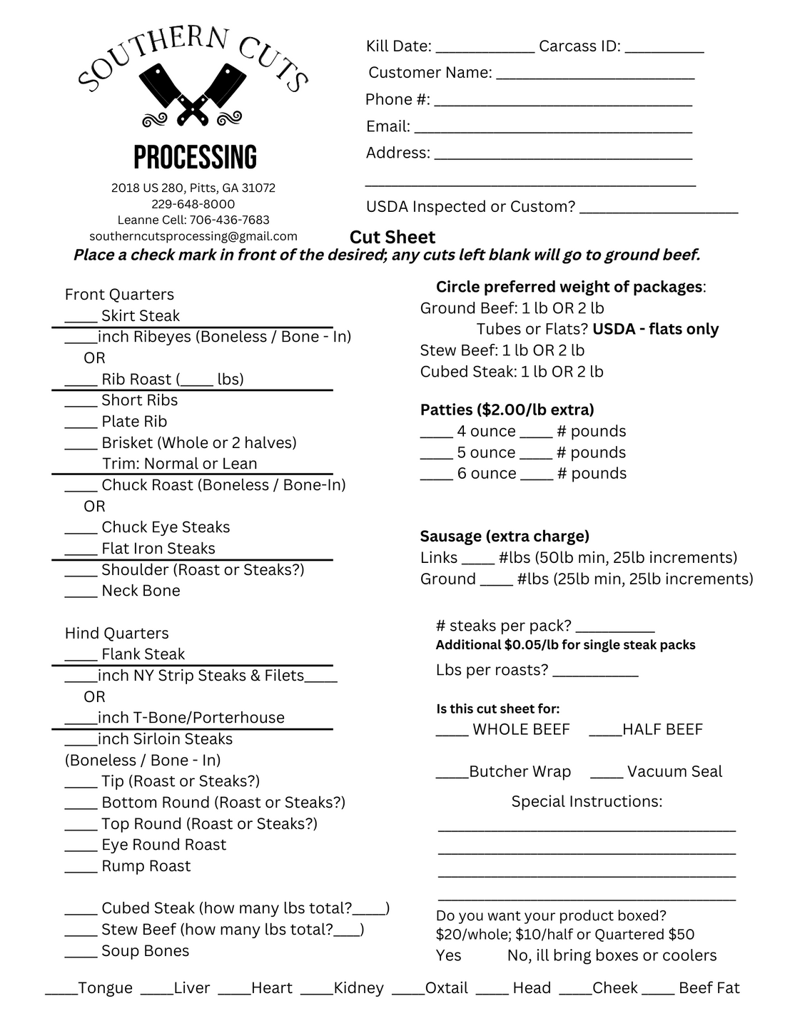 Half Beef – SouthernCutsProcessing