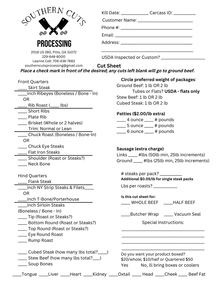 Whole, Half, and Farm Share Bulk Beef – SouthernCutsProcessing
